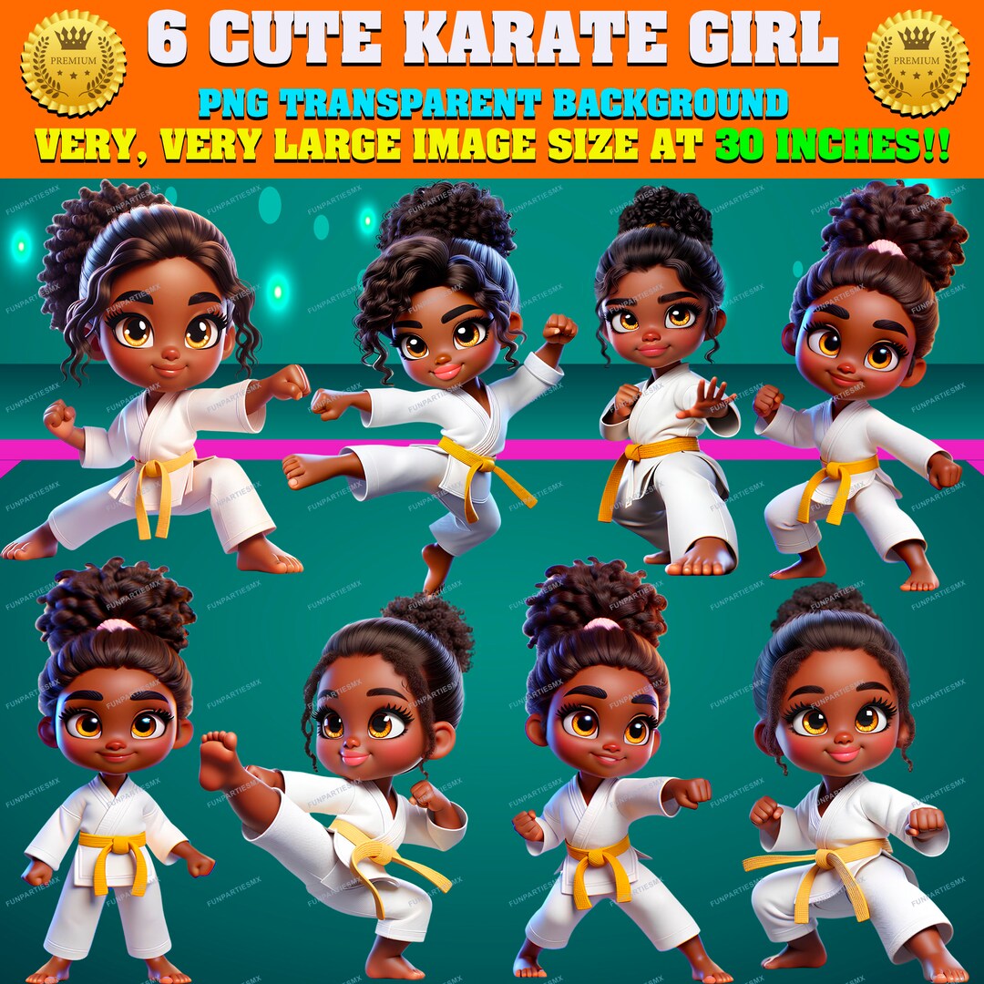 60% off - 8 Cute African American Girls in KARATE or TAEKWONDO Clipart ...