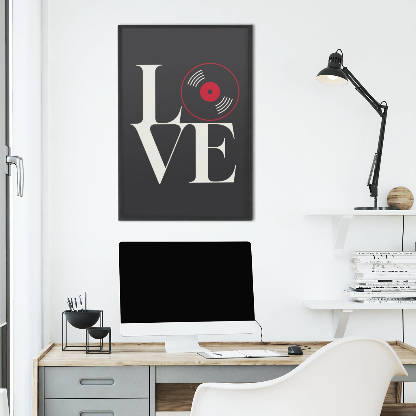 LOVE Typography Poster for Music Lovers Vinyl Records Design, Digital ...