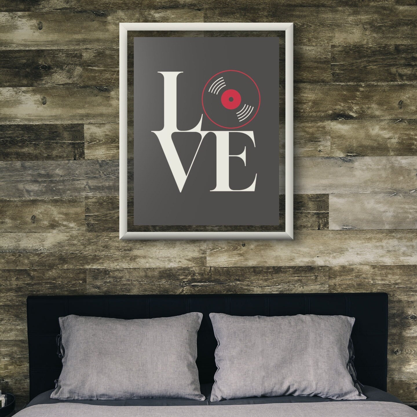 LOVE Typography Poster for Music Lovers Vinyl Records Design, Digital ...