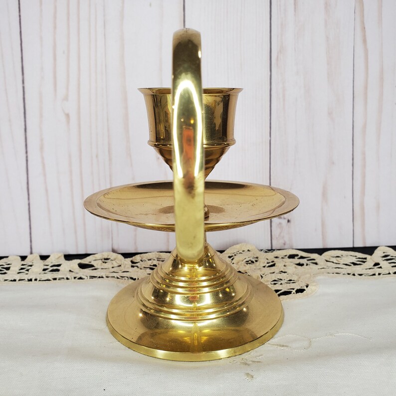 Vtg Solid Brass Chamber Candlestick Holder Handle - Etsy