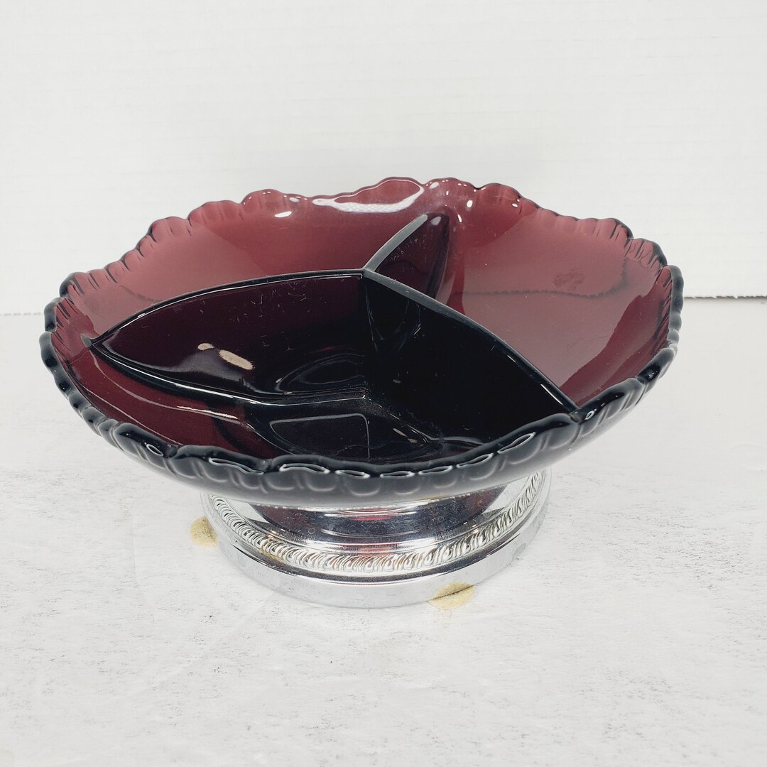 Farber Brothers Krome Kraft & Cambridge Glass Amethyst Round 3 Section ...