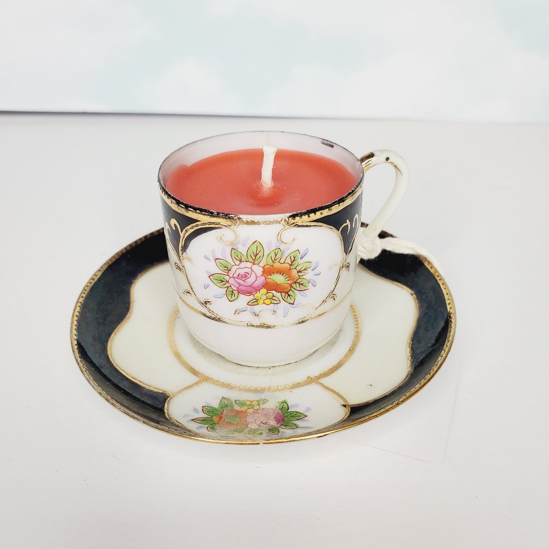 Upcycled Ardalt Demitasse Cup and Saucer Candle REPAIRED - Etsy