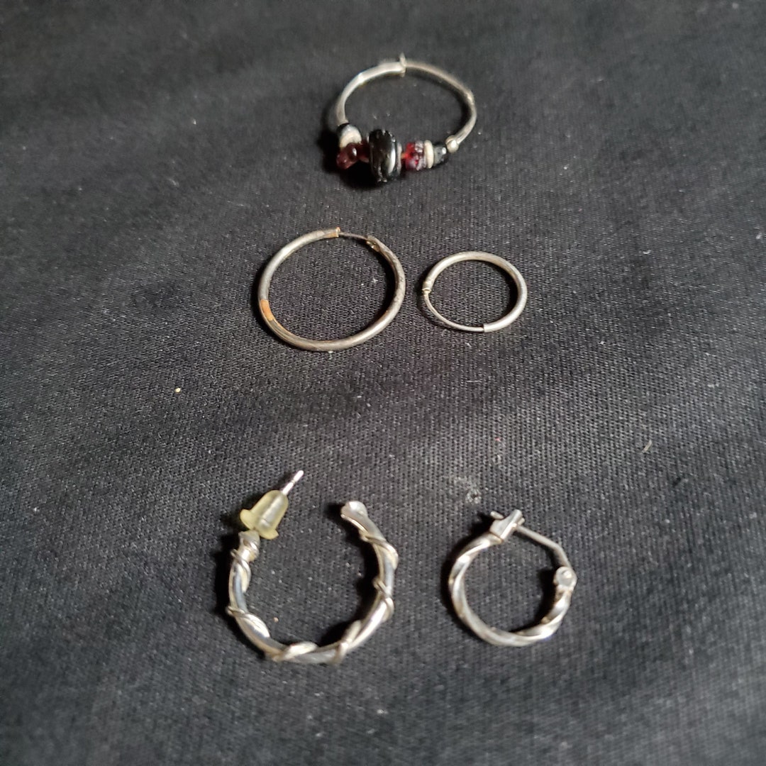 Silver Tone Single Hoop Earrings Lot of 5 REPAIR PROJECTS - Etsy