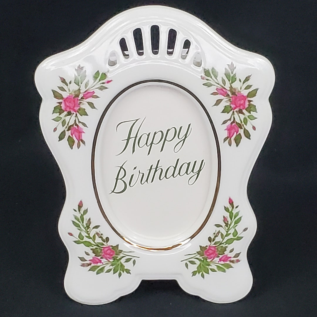 1989 Avon Happy Birthday Frame Ceramic Reticulated Gold Trim - Etsy