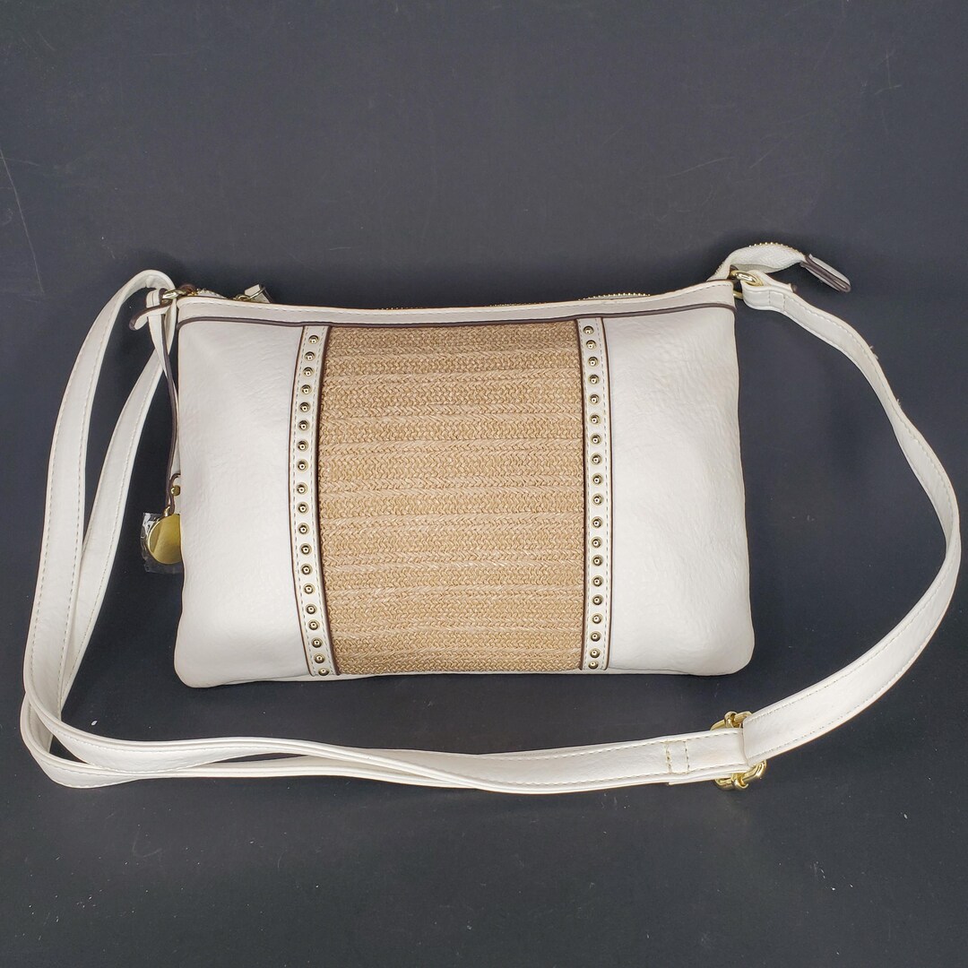 Nicole Miller Crossbody Purse Clutch Bag off White Gold Tone Hardware ...