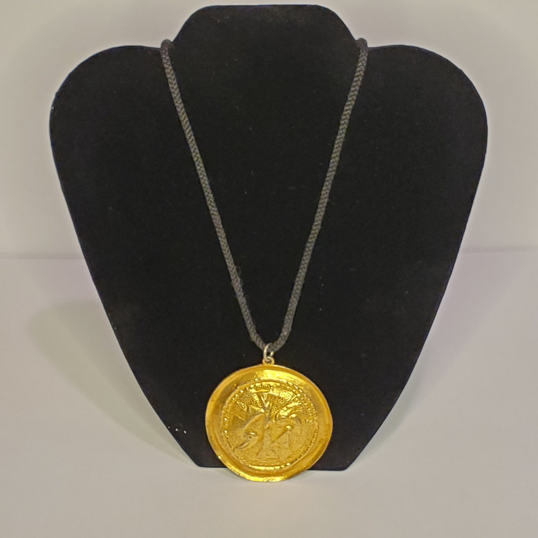 Alva Studios Hammered Toucan Aztec Style Gold Tone Amulet Necklace With ...