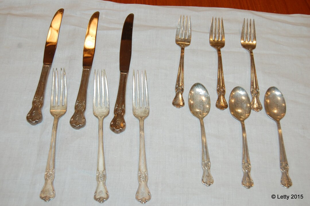 Vintage 1950 Signature Silver Plate Flatware Set - Monogrammed - Etsy