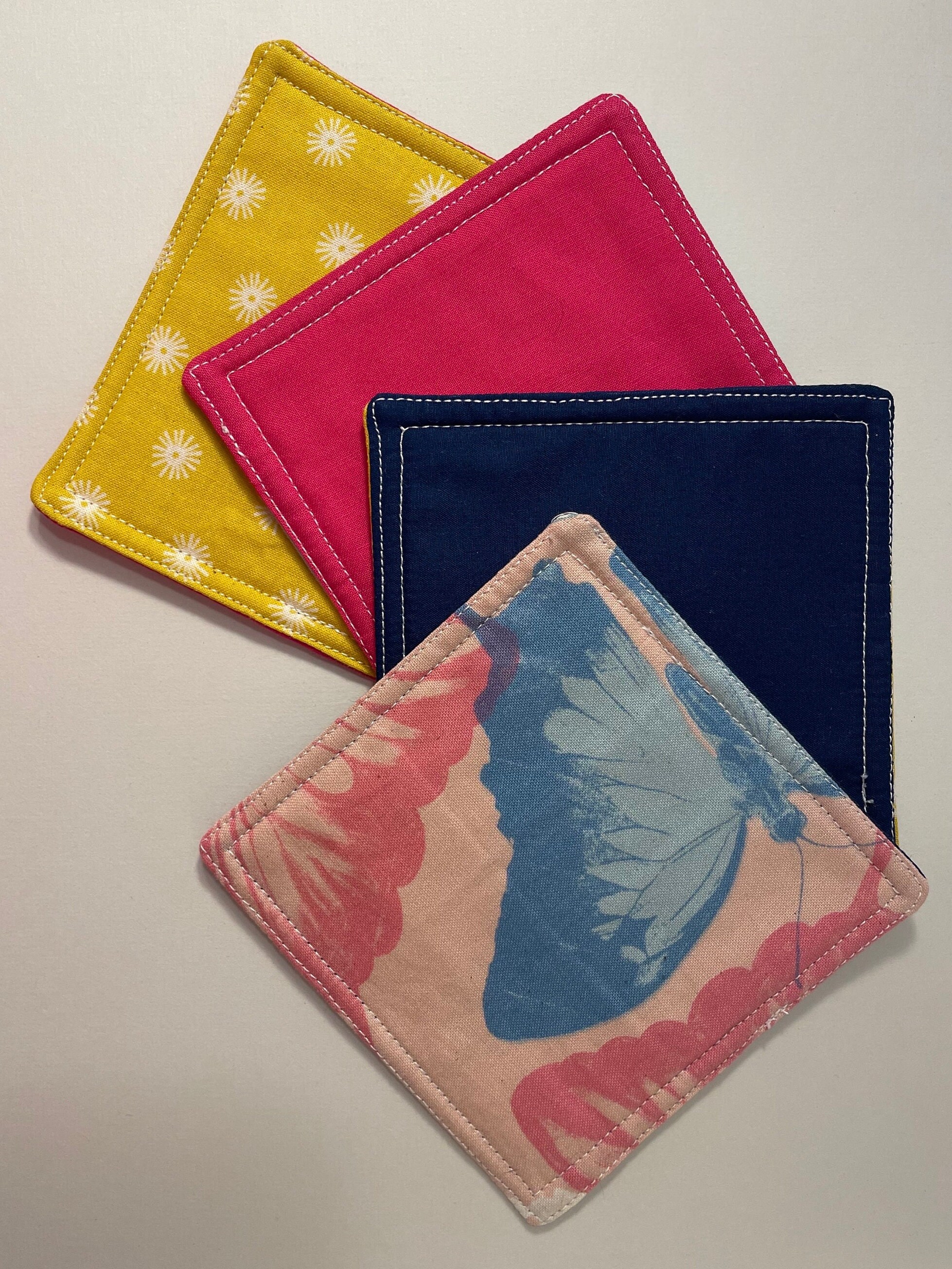 Mix and Match Sunny Fabric Coasters, Set of 4 - Etsy
