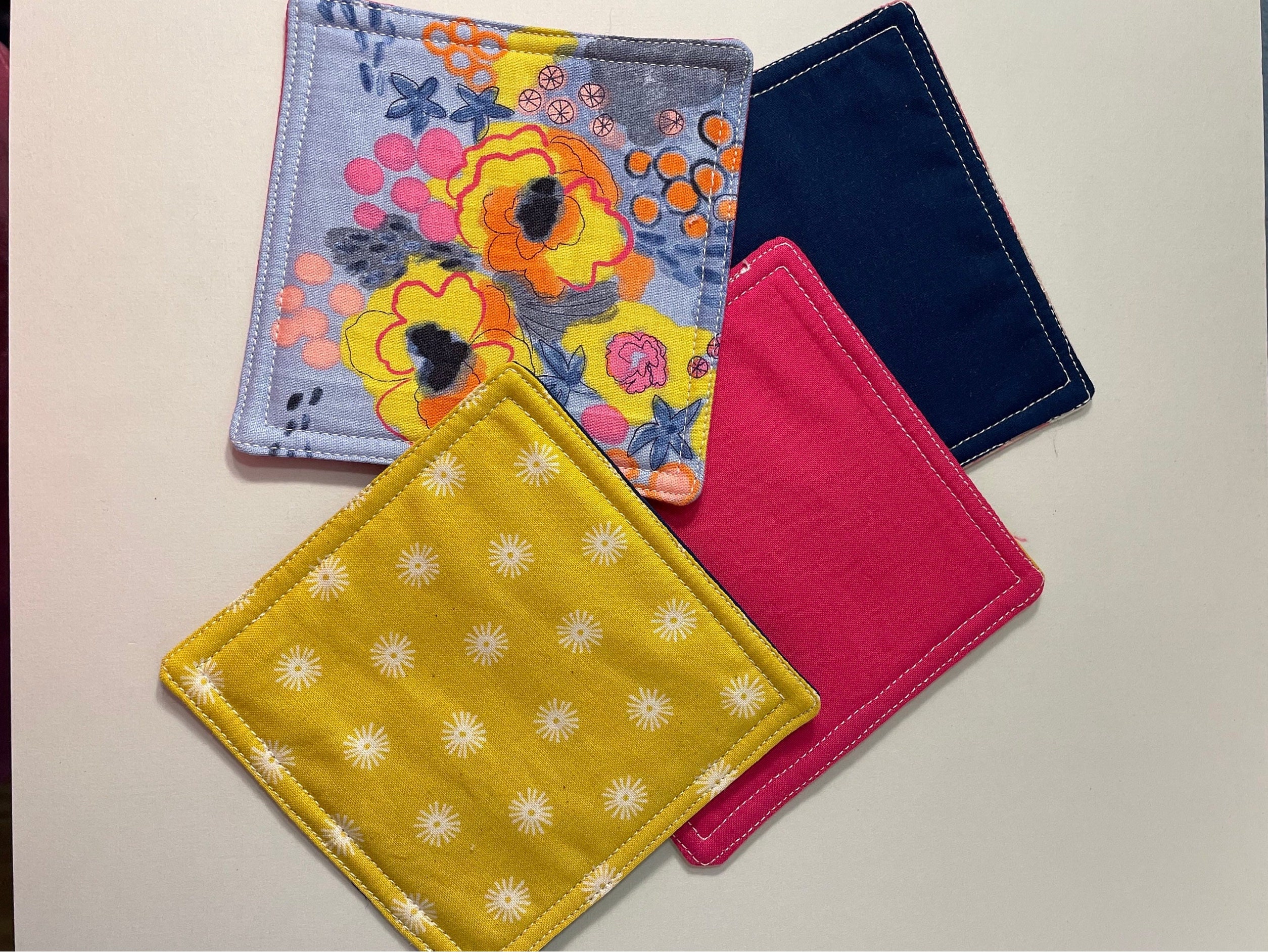 Mix and Match Sunny Fabric Coasters, Set of 4 - Etsy