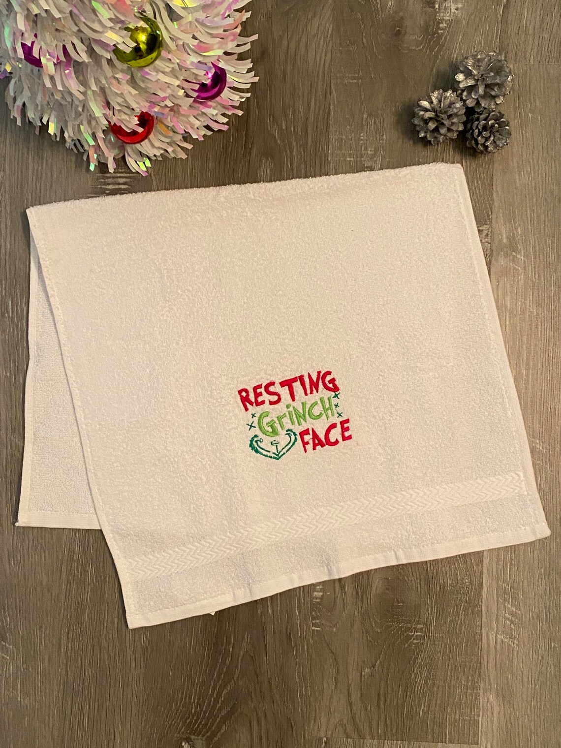 Grinch Towel Embroidered Kitchen Hand Towel Bathroom Hand Towel Made in ...