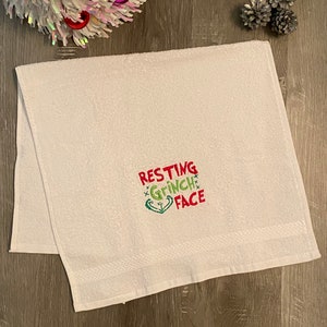 Grinch Towel Embroidered Kitchen Hand Towel Bathroom Hand Towel Made in ...