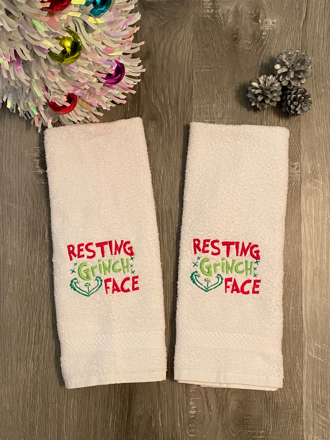 Grinch Towel Embroidered Kitchen Hand Towel Bathroom Hand Towel Made in ...