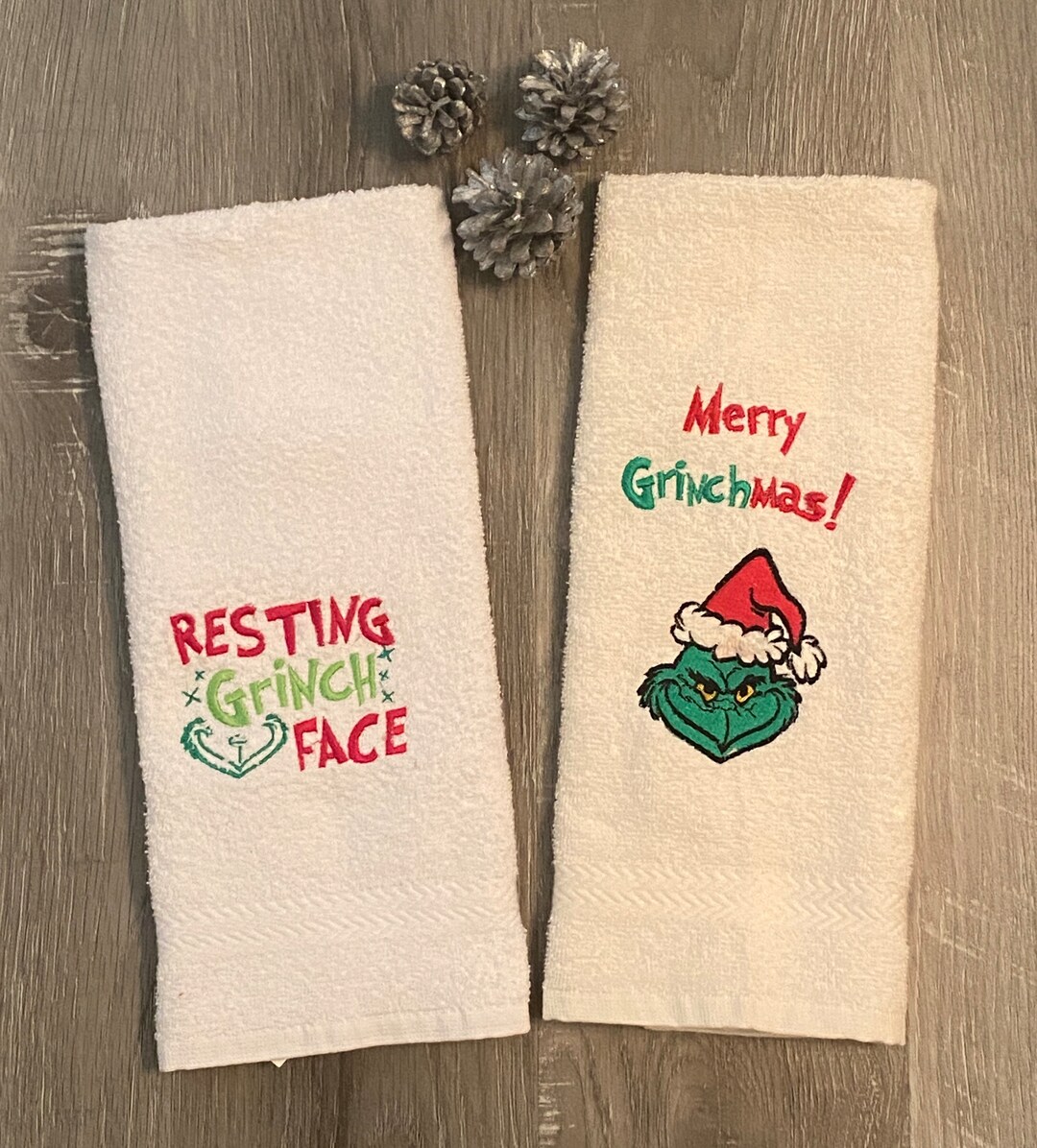 Grinch Towel Embroidered Kitchen Hand Towel Bathroom Hand Towel Made in ...