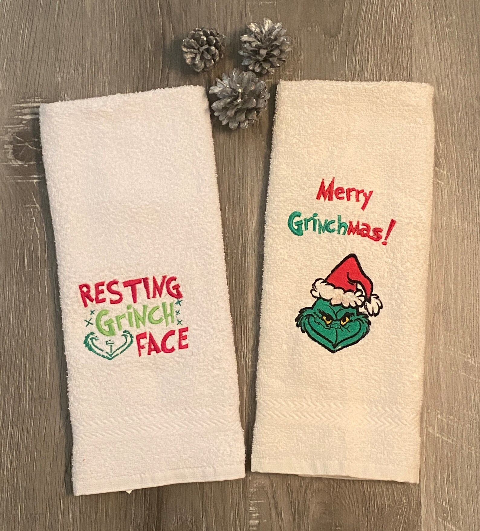 Grinch Towel Embroidered Kitchen Hand Towel Bathroom Hand Towel Made in ...