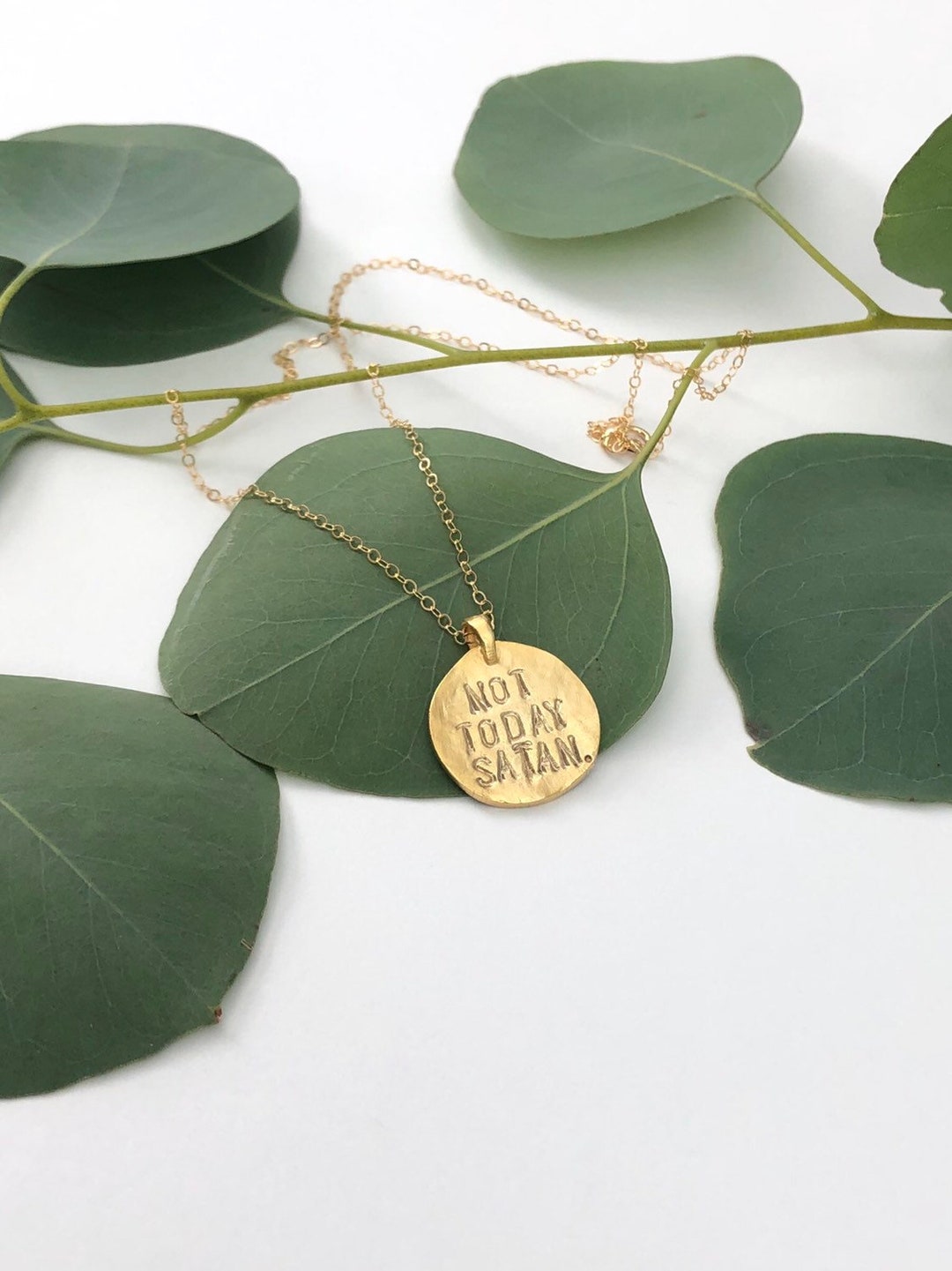 Not Today Satan Shiny Gold Necklace. Gold Plated Pendant With Gold ...