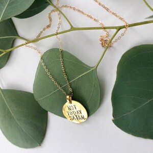 Not Today Satan Shiny Gold Necklace. Gold Plated Pendant With Gold ...