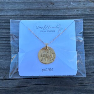 Not Today Satan Shiny Gold Necklace. Gold Plated Pendant With Gold ...