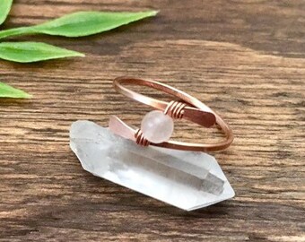 Rose quartz ring | Etsy
