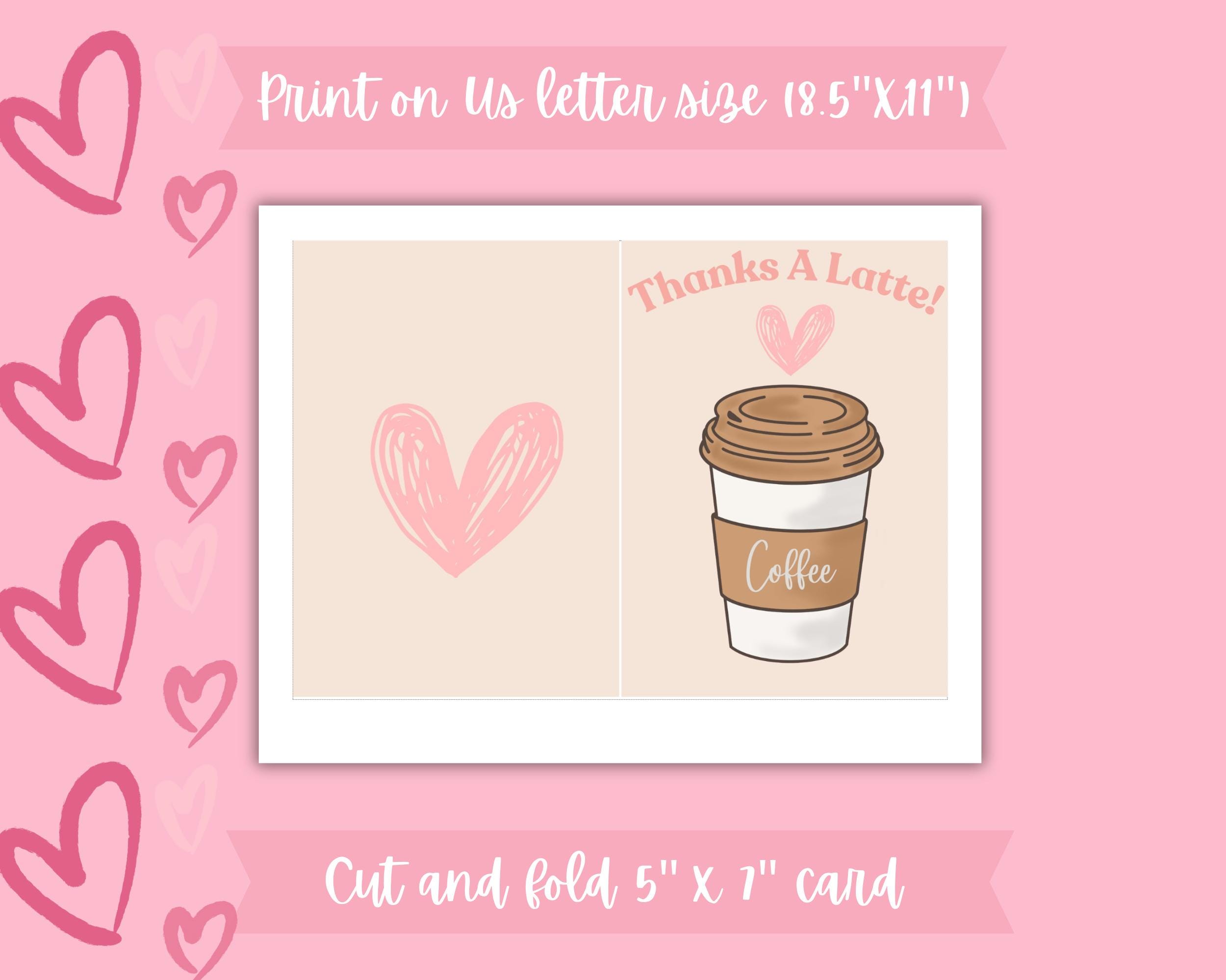 Thanks A Latte Card - Printable - Instant Download - Greeting Card ...