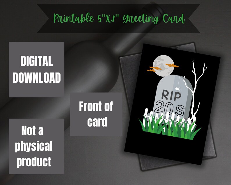 Birthday Card - Printable - Instant Download - Rip 20's Card - Birthday ...