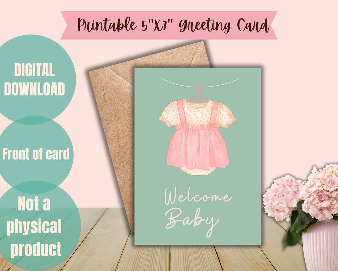 Welcome Baby Card - Printable - Instant Download - Congratulations Card ...