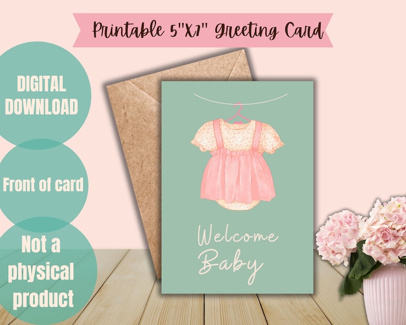 Welcome Baby Card - Printable - Instant Download - Congratulations Card ...