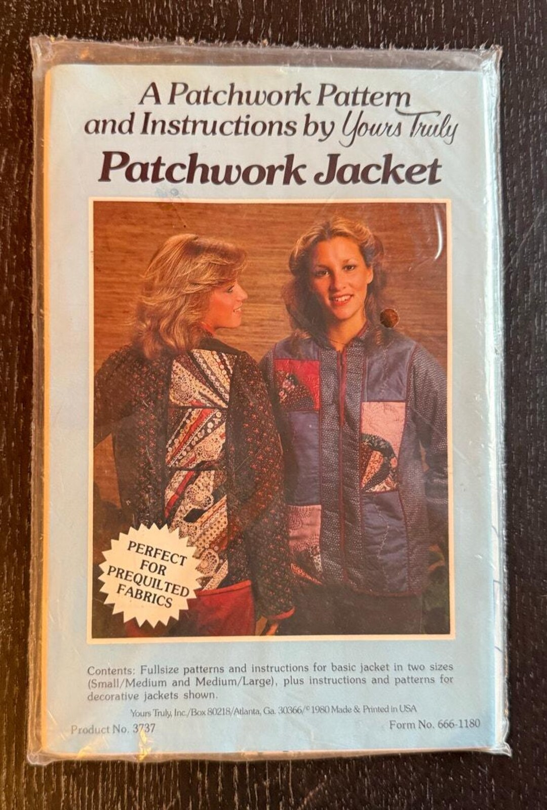 Yours Truly Patchwork Jacket Pattern by Jean Wells Size S-L UNCUT 1980 ...
