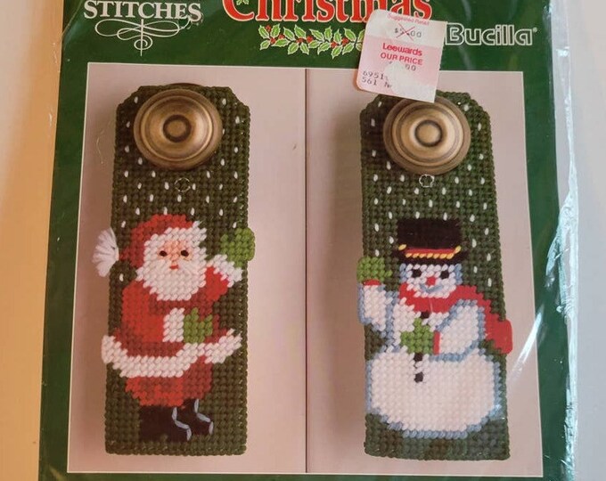 Bucilla Christmas Plastic Canvas Door Knob Covers #6959 Santa and ...