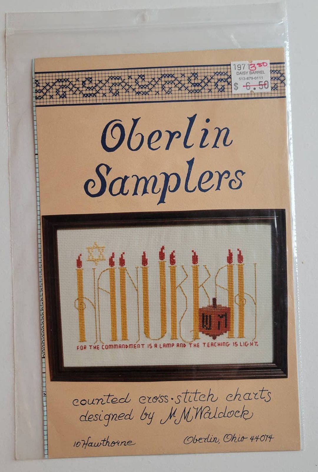 Oberlin Samplers Cross Stitch Pattern Hanukkah by MM Waldock - Etsy