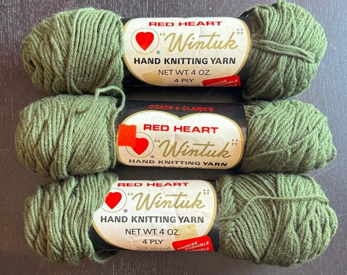 Lot of 3 Vintage Red Heart Wintuk Yarn in Avocado Worsted Acrylic - Etsy