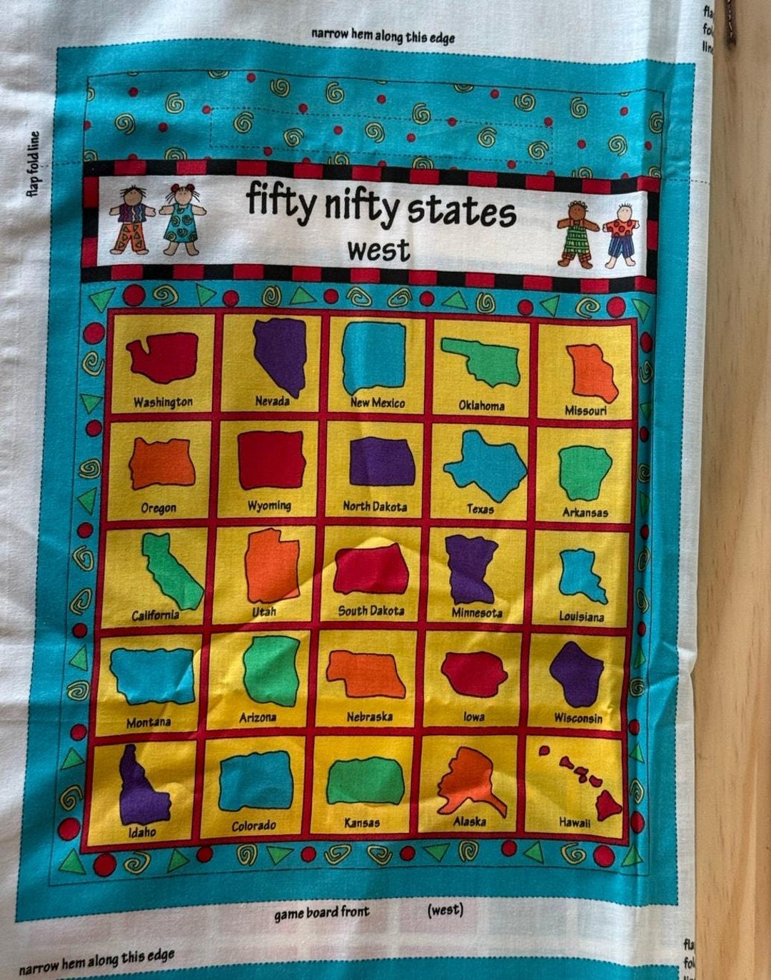 Fabric Panel Kidz on the Go "fifty Nifty States" Game Play Car Trips ...