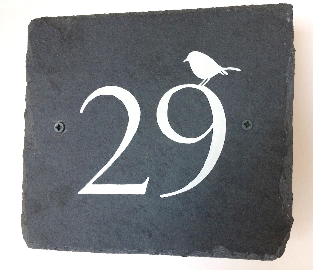 Hand Painted Slate House Number | Custom Motif Plaque | Name Plate ...