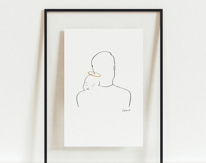 Angel Dad Line Art Physical Print by Liana Lane - Etsy