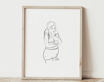 PHYSICAL PRINT Grief Line Art by Liana Lane | Etsy