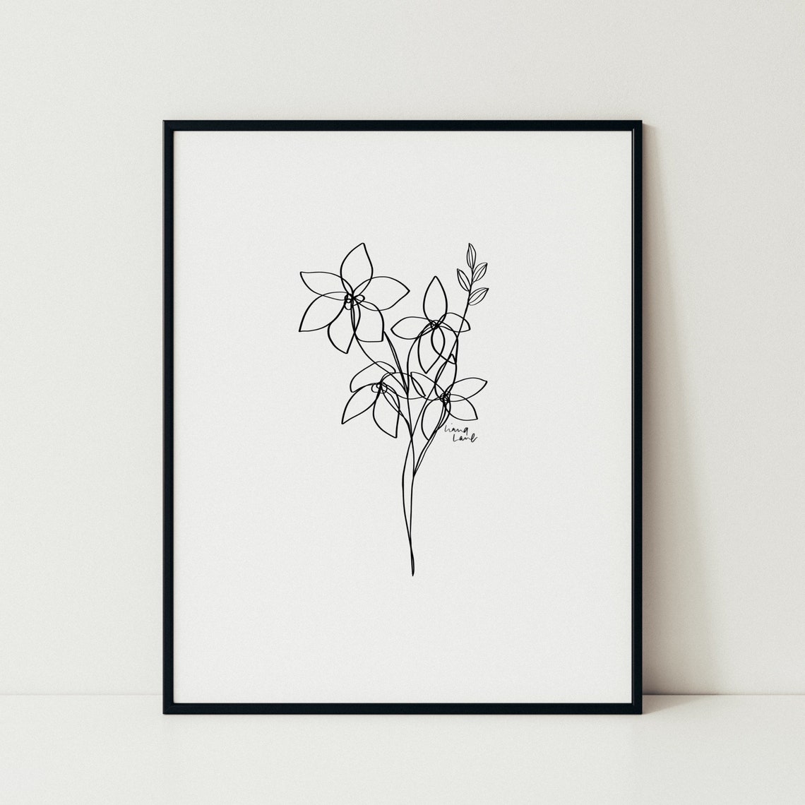 July Birth Flower Larkspur Drawing Floral Line Art Physical - Etsy Canada