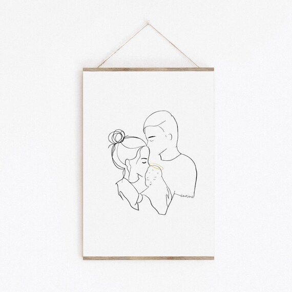 DIGITAL DOWNLOAD Angel Baby Family Portrait Line Art by Liana | Etsy