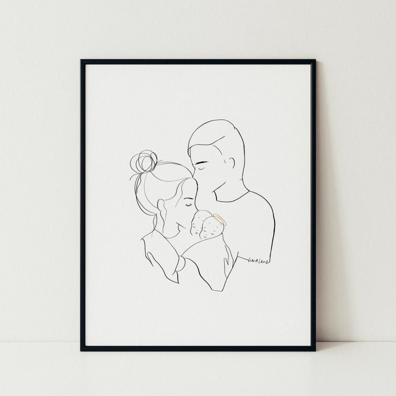 DIGITAL DOWNLOAD Rainbow Baby Family Line Art Miscarriage Art - Etsy