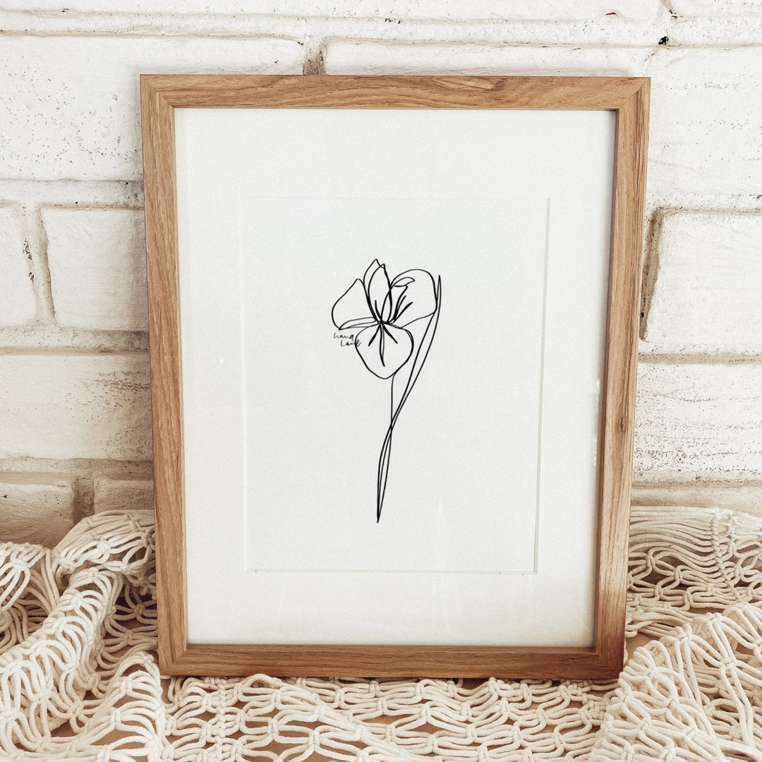 DIGITAL DOWNLOAD, February Birth Flower, Iris Drawing, Printable Wall ...