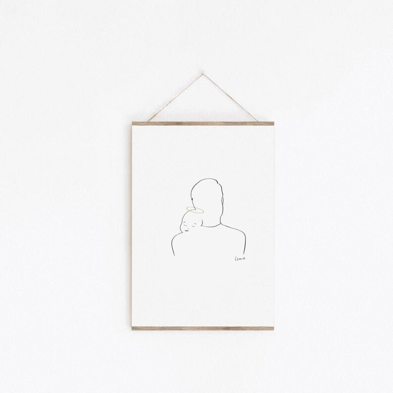 Angel Dad Line Art Physical Print by Liana Lane - Etsy