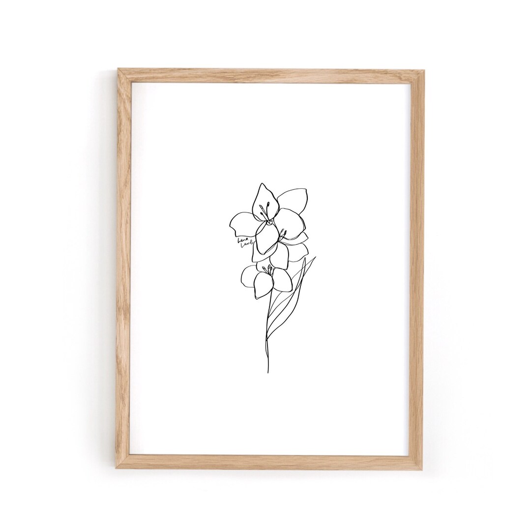 DIGITAL DOWNLOAD, August Birth Flower, Gladiolus Flower Drawing ...