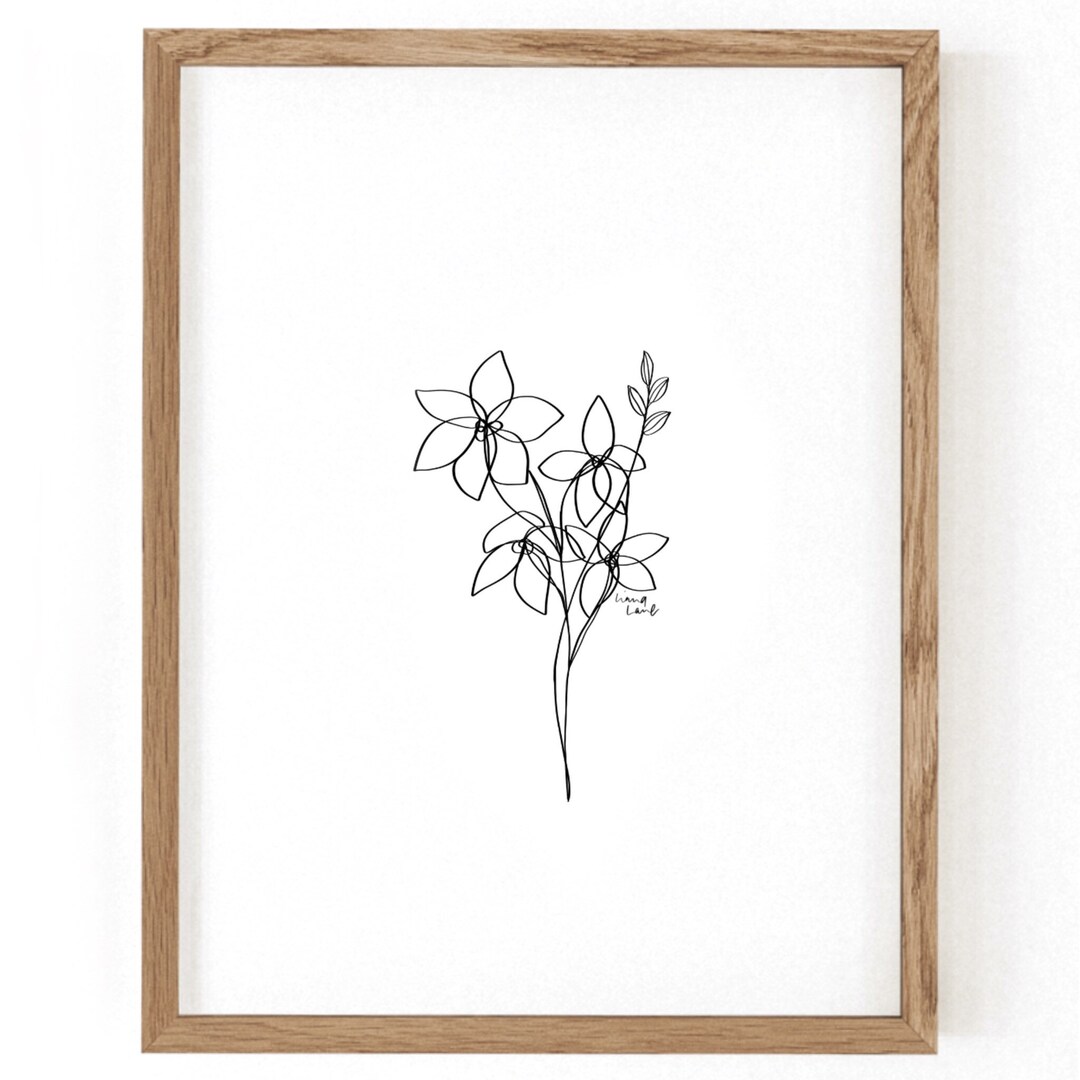 DIGITAL DOWNLOAD, July Birth Flower, Larkspur Flower Drawing, Printable ...