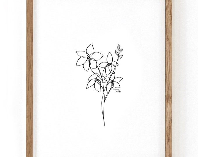 DIGITAL DOWNLOAD, July Birth Flower, Larkspur Flower Drawing, Printable ...