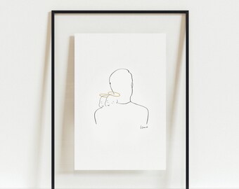 Angel Dad Line Art Physical Print by Liana Lane | Etsy