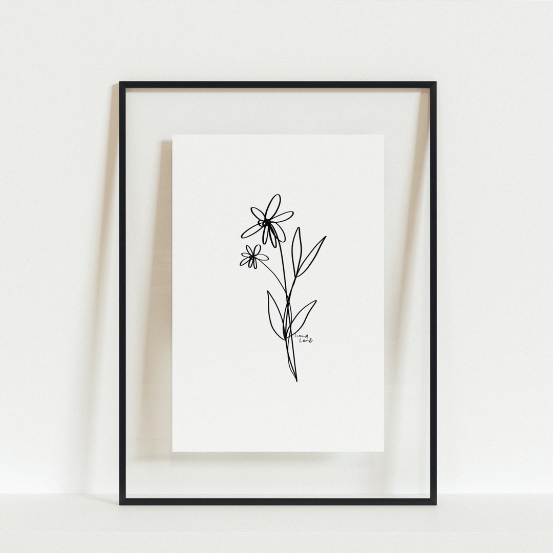 DIGITAL DOWNLOAD, April Birth Flower, Daisy Drawing, Printable Wall Art ...