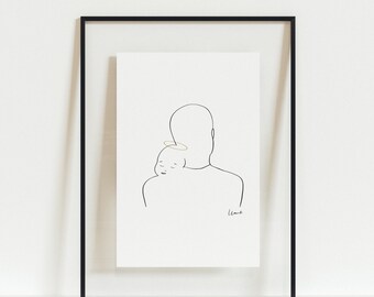 Angel Dad Line Art Physical Print by Liana Lane | Etsy