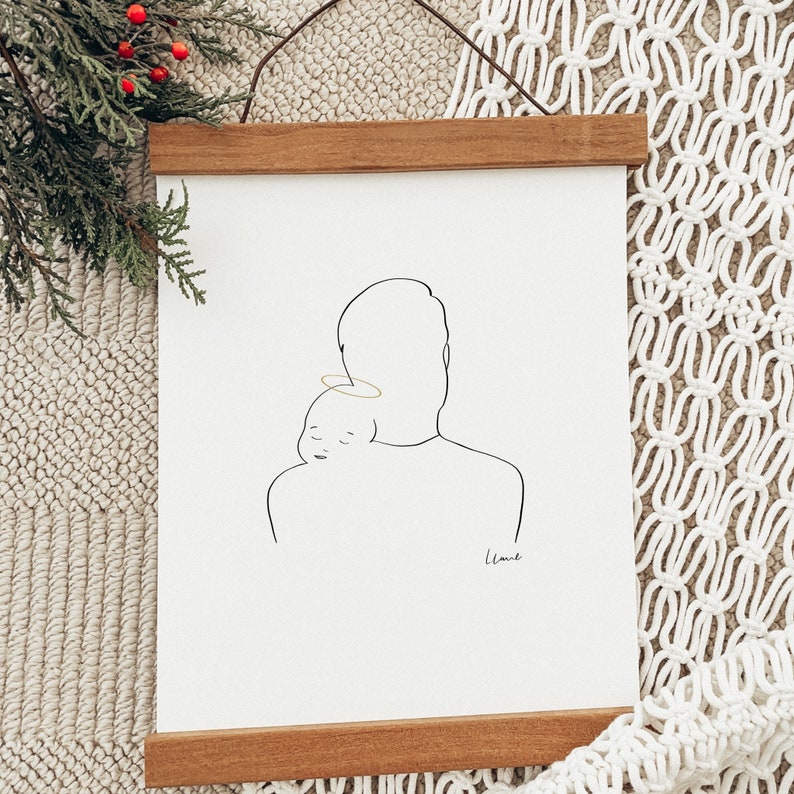 DIGITAL DOWNLOAD Angel Father Simple Line Art Print Bereaved | Etsy