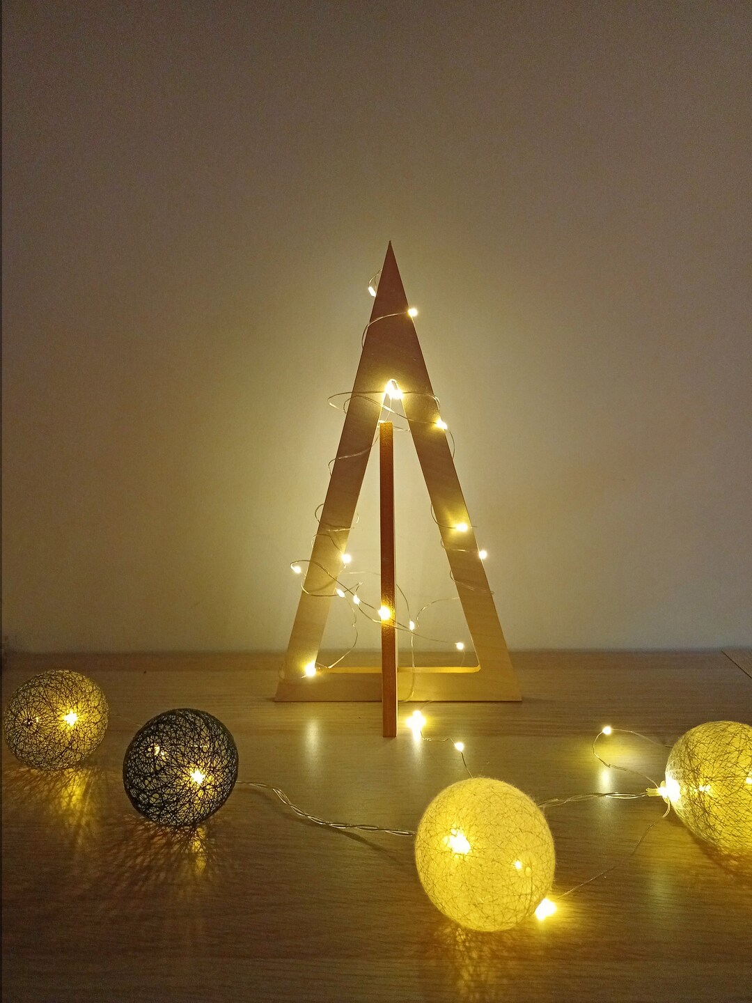 Wooden Triangle Christmas Tree Set 3D Standing Modern Decor - Etsy