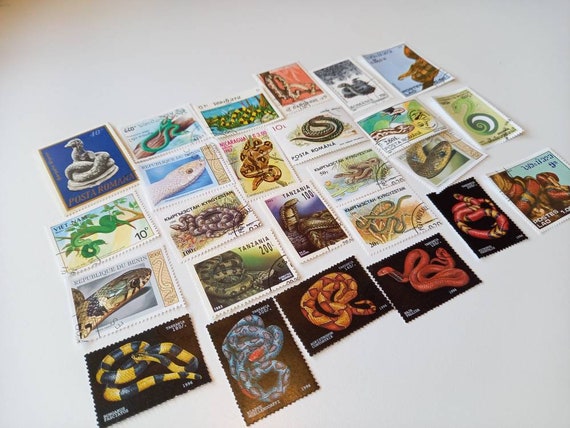 25 Snakes Postage Stamps. Worldwide | Etsy