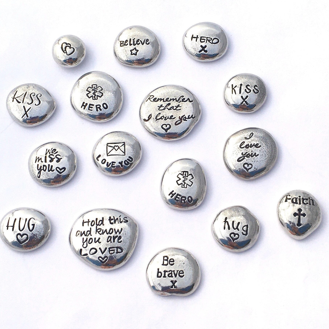 Pewter Pocket Pebble With Personalised Message, Send a Hug Token ...