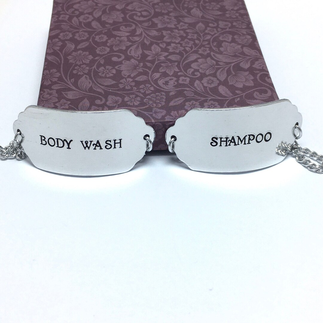 Hand Stamped Bottle Tag for Toiletries, Bathroom Plaque, Soap or Lotion ...